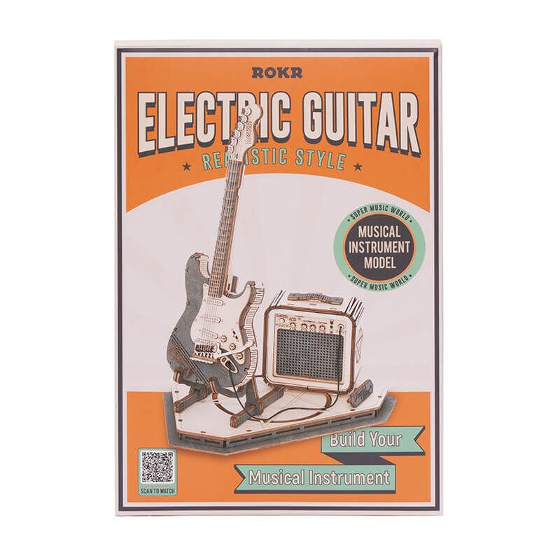 3D Modelbouwpakket Robotime 3D Houten Puzzel Electric Guitar
