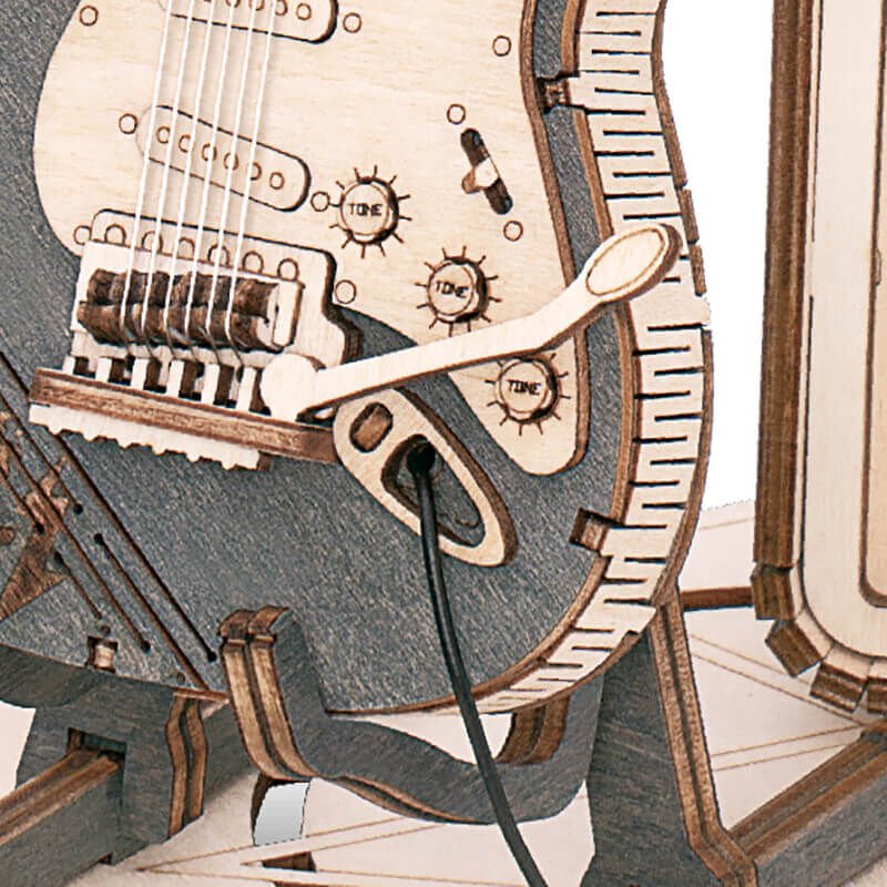 3D Modelbouwpakket Robotime 3D Houten Puzzel Electric Guitar